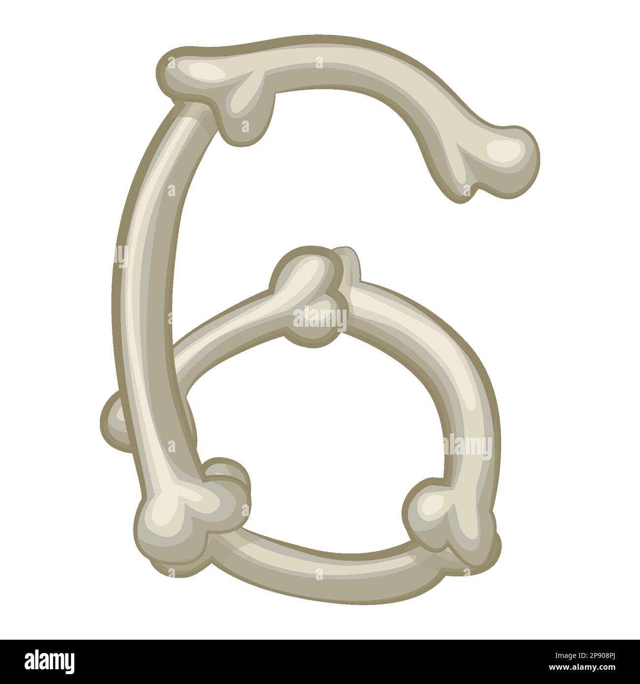 Bone number 6, vector digit six.. Cartoon isoled number on white ...
