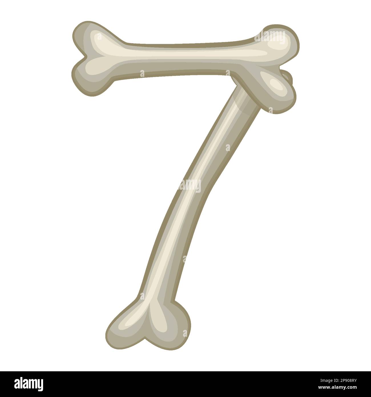 Bone number 7, vector digit seven. Cartoon isoled number on white ...