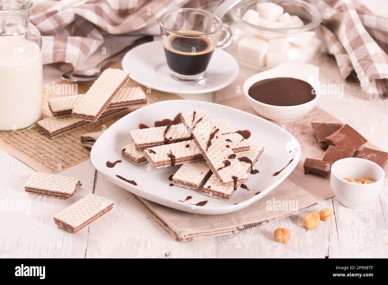 Neapolitan wafers filling with hazelnut-chocolate cream Stock Photo - Alamy