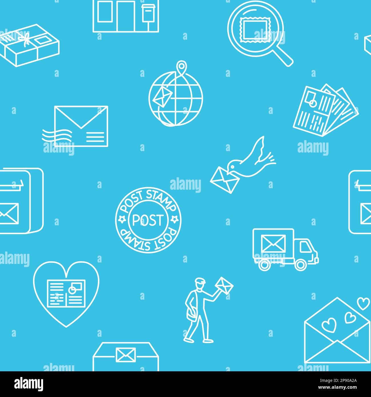 Post and sending mail seamless pattern in line style. Vector ...