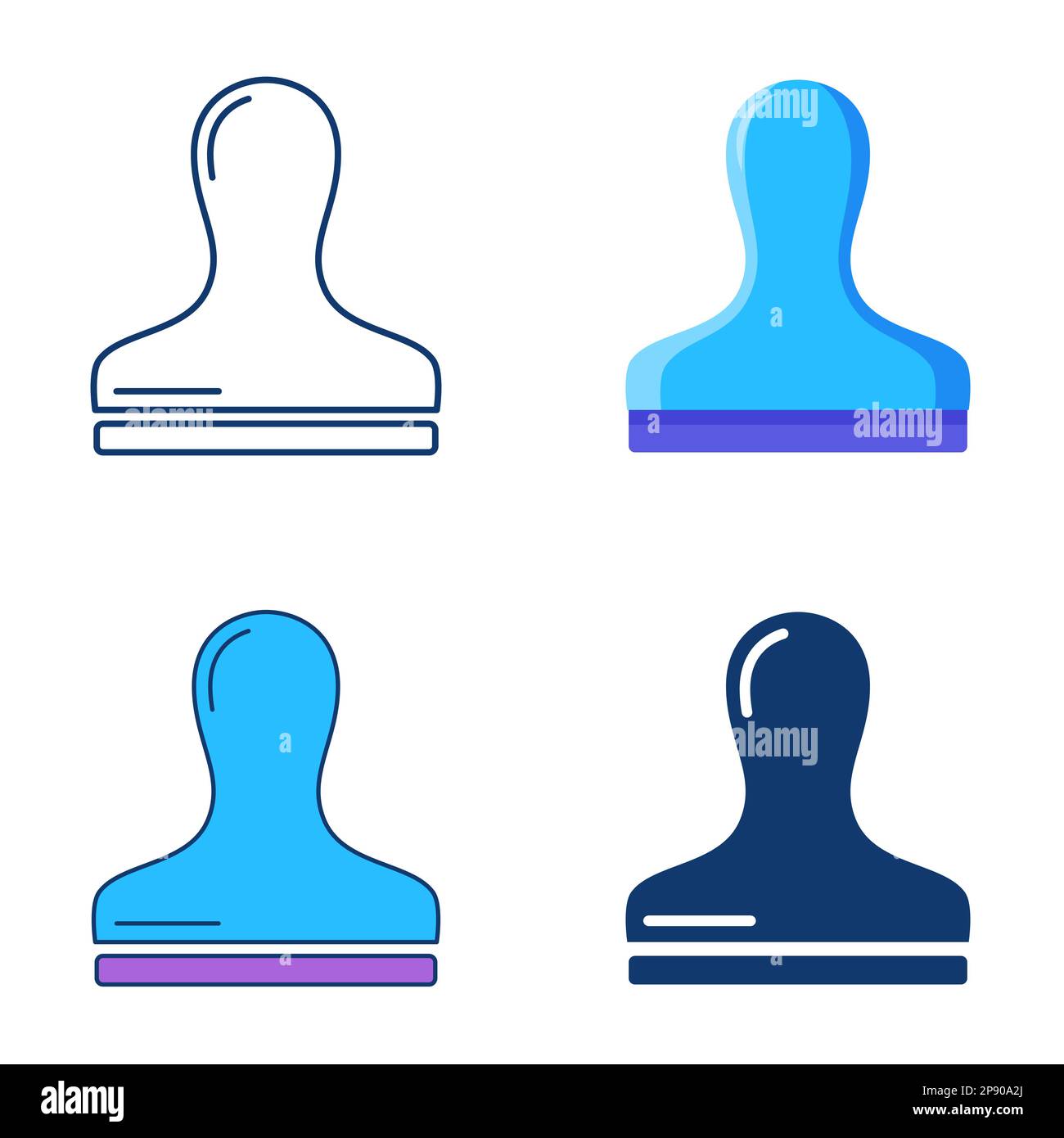 Rubber stamp icon set in flat and line style. Approval or postal stamp ...