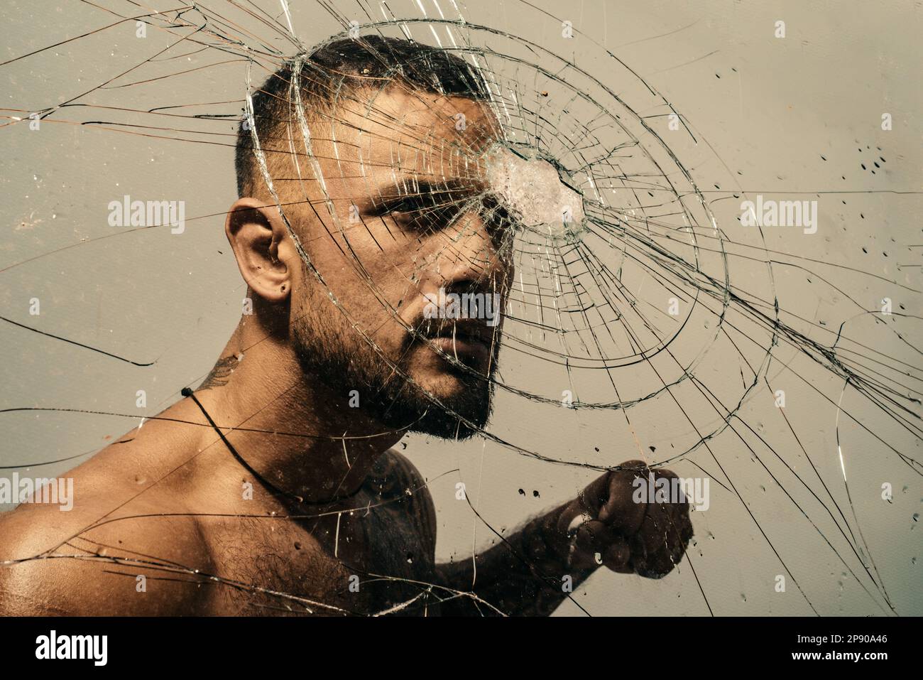 Determination to succeed. Muscular man having inner determination and ...