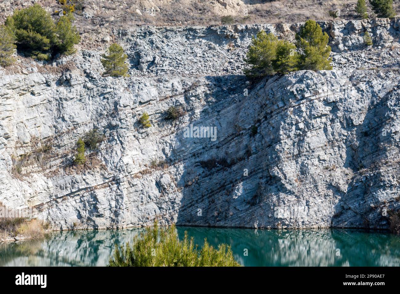 old quarry, aspect of the abandoned quarry. Mesozoic basement overlain ...