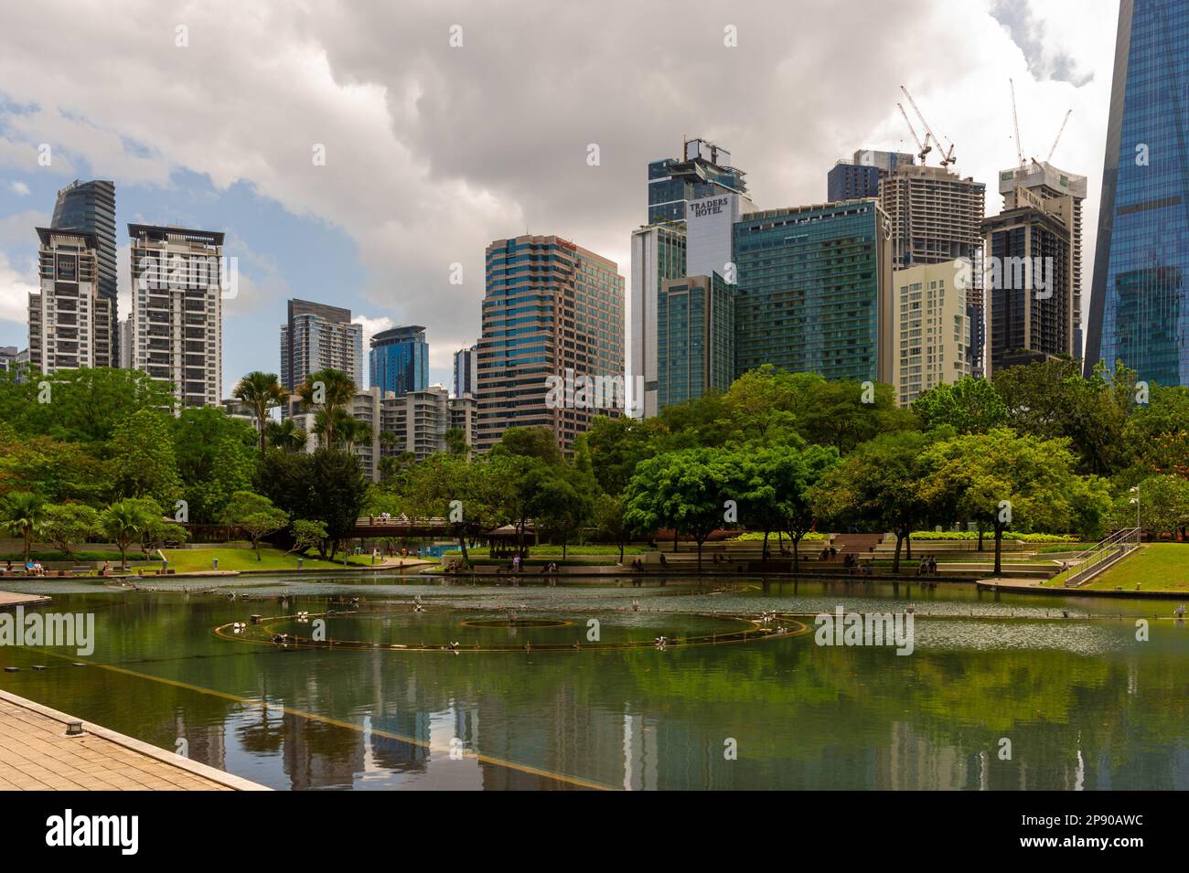 The Kuala Lumpur skyline with Simfoni lake in the foreground, taken ...
