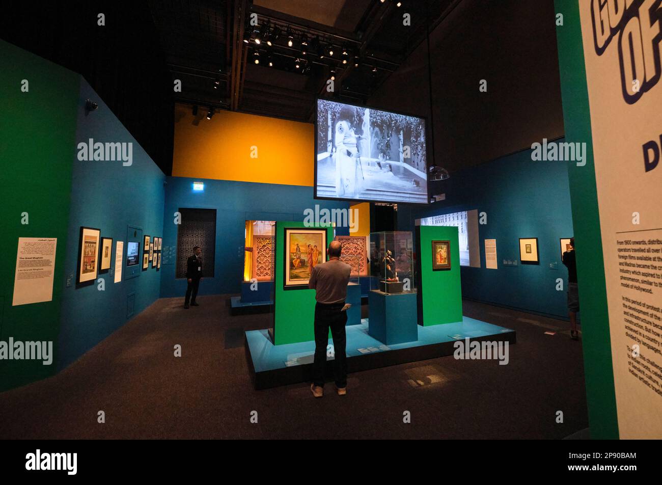 Objects, posters from the temporary show on Indian Bollywood cinema ...