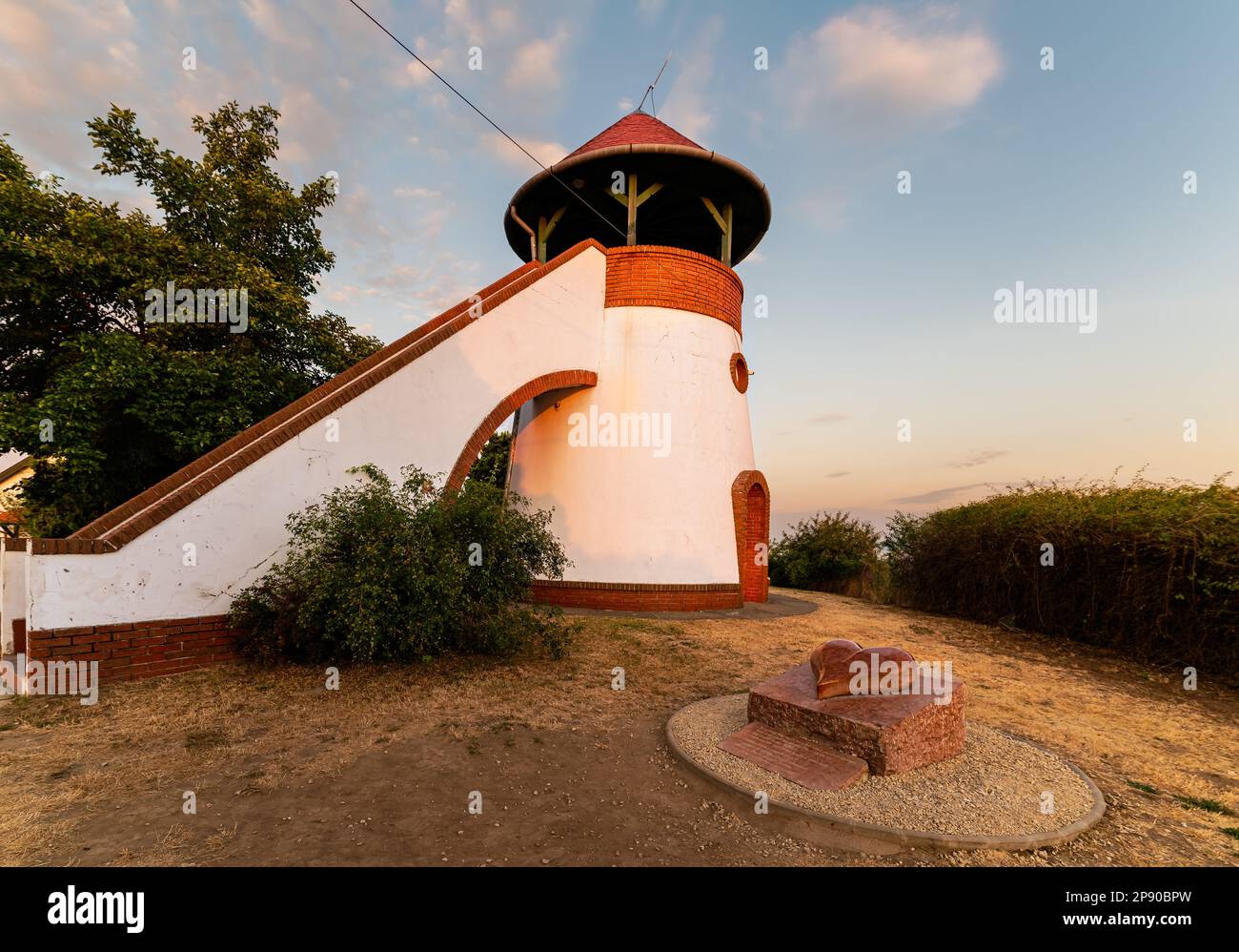 Lookout tower in Zamardi town. The Kohegyi watchtower there is next to ...