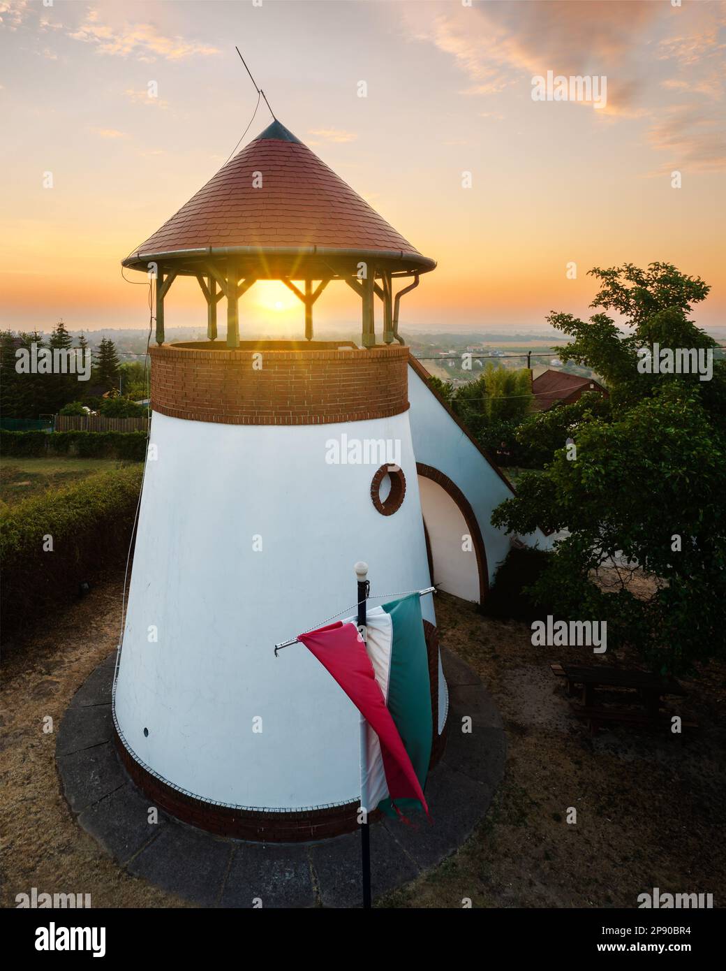 Lookout tower in Zamardi town. The Kohegyi watchtower there is next to ...