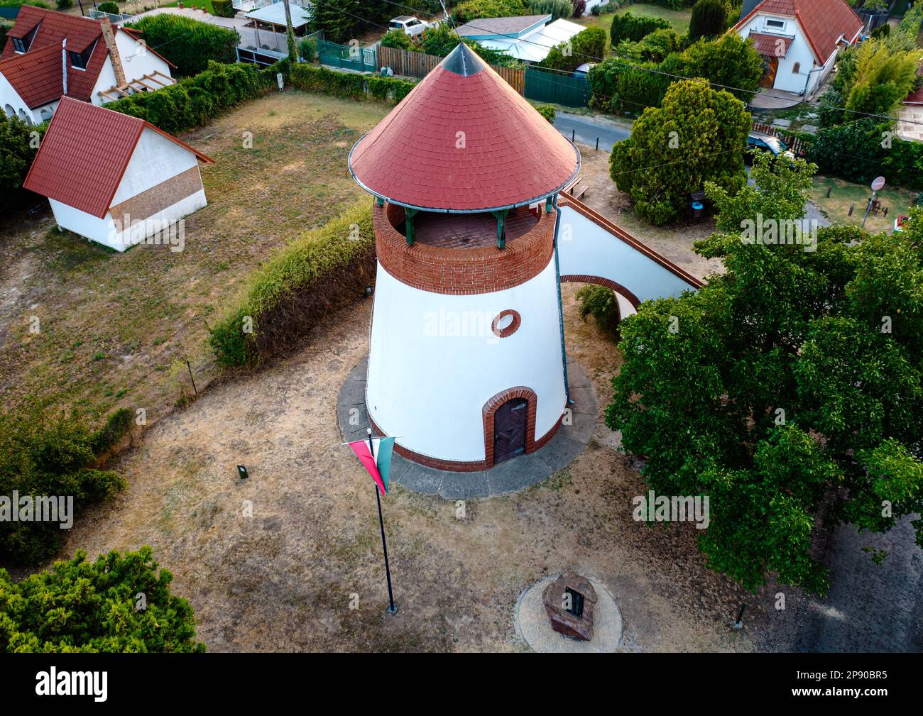 Lookout tower in Zamardi town. The Kohegyi watchtower there is next to ...