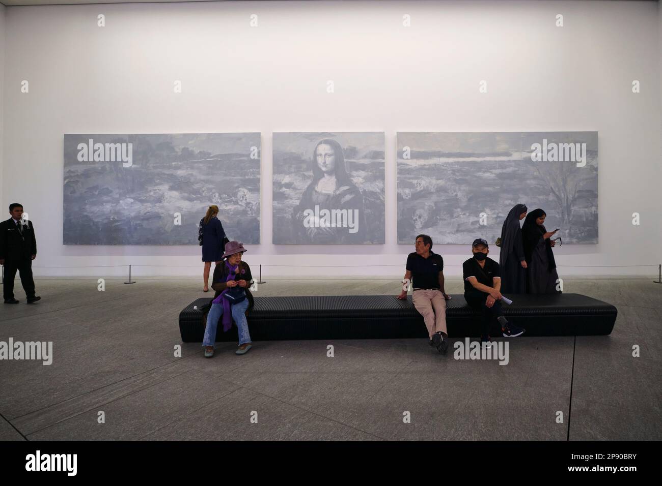 Yan Pei-Ming's large painting, called The Funeral of Mona Lisa, using ...