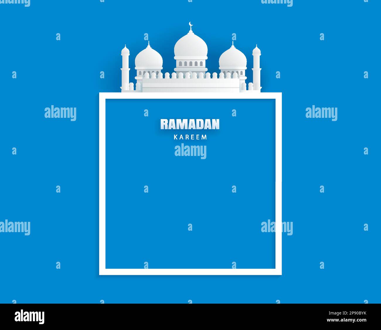 Ramadan Kareem greeting card with border for text background. Eid ...