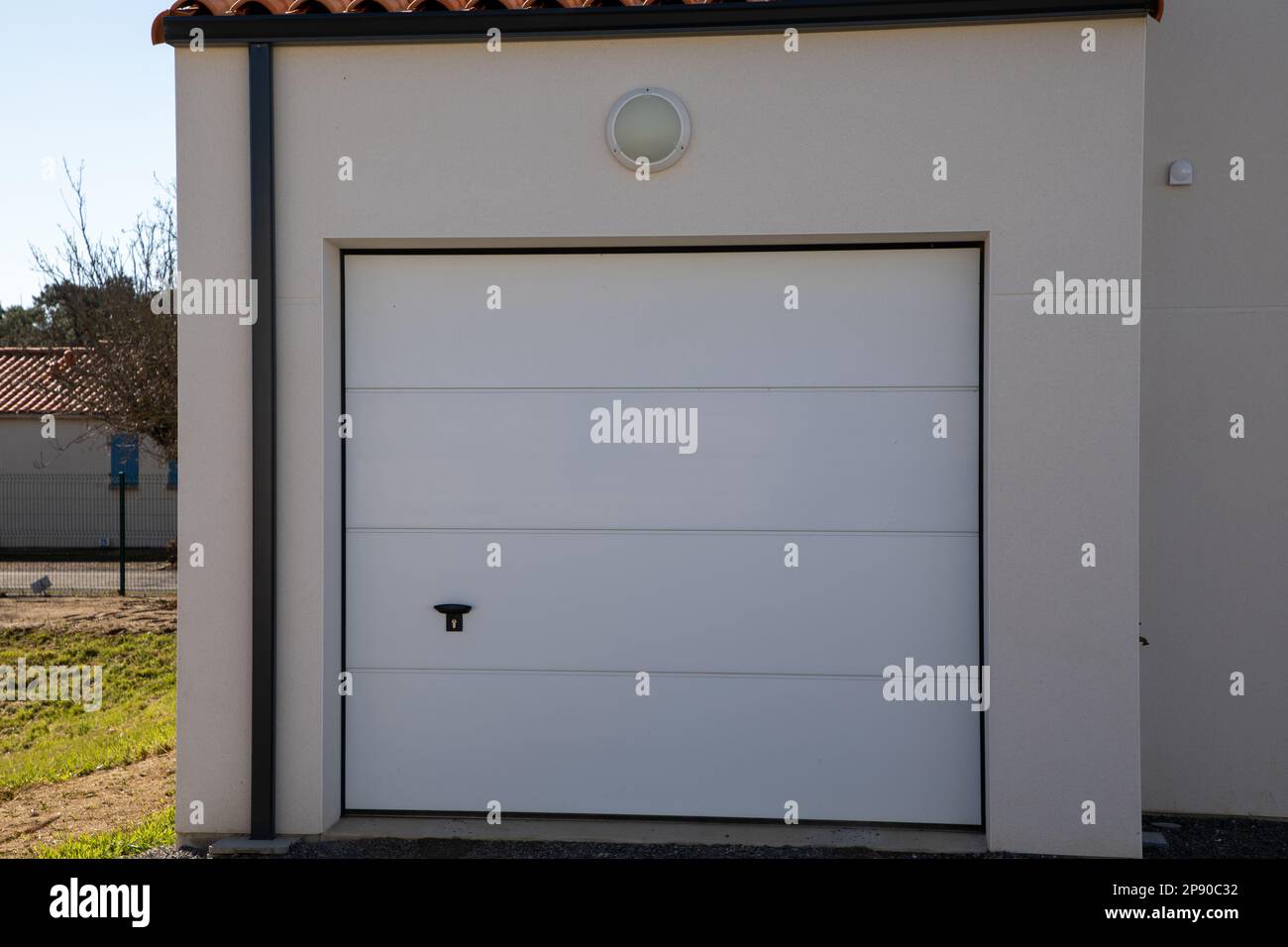 sectional modern car garage white door design home facade Stock Photo ...