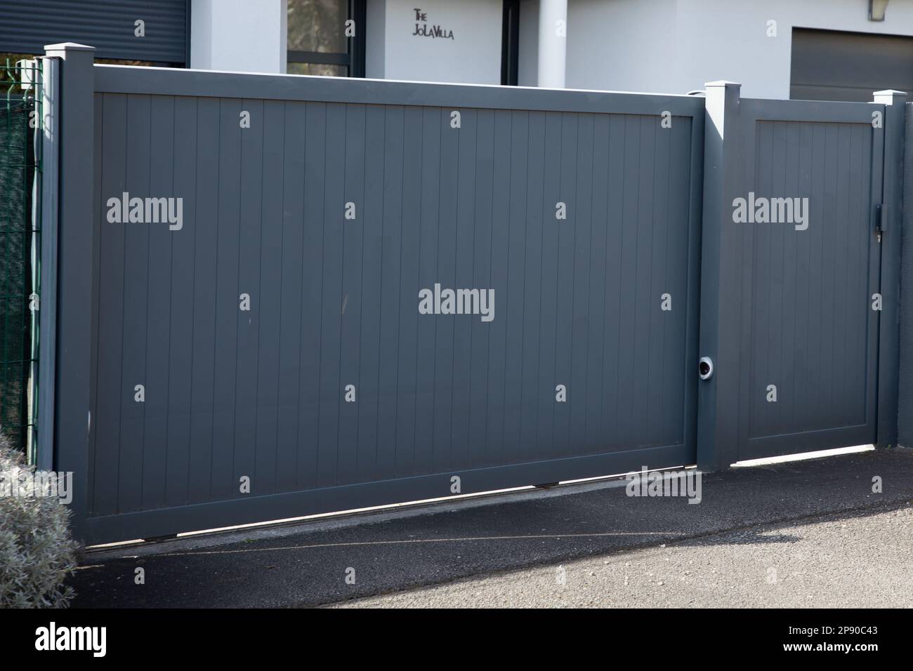 modern sliding dark gray gate aluminum portal and high grey door ...
