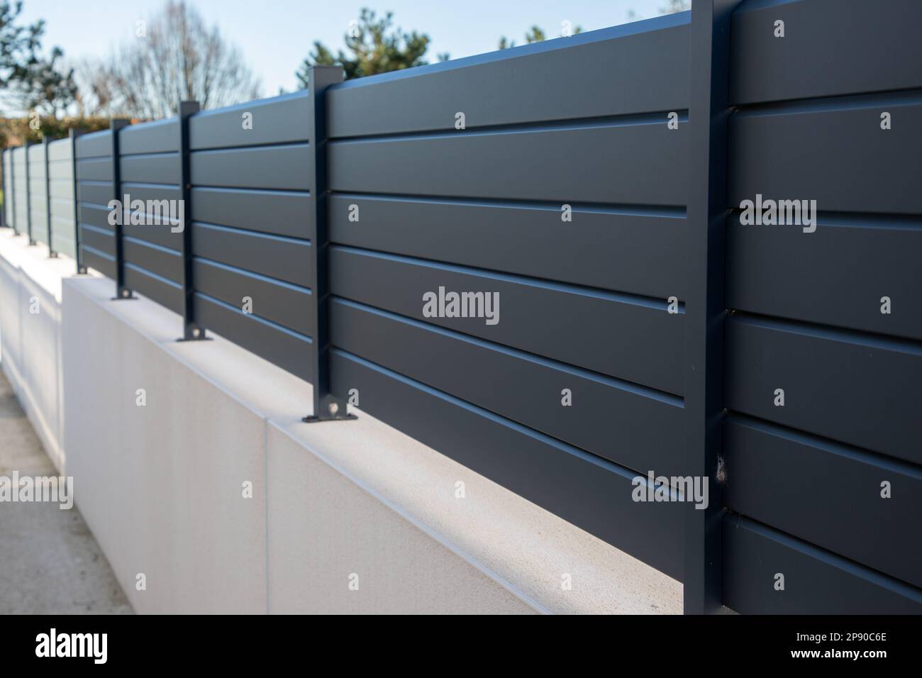 wall grey modern barrier and fence of private individual house of ...