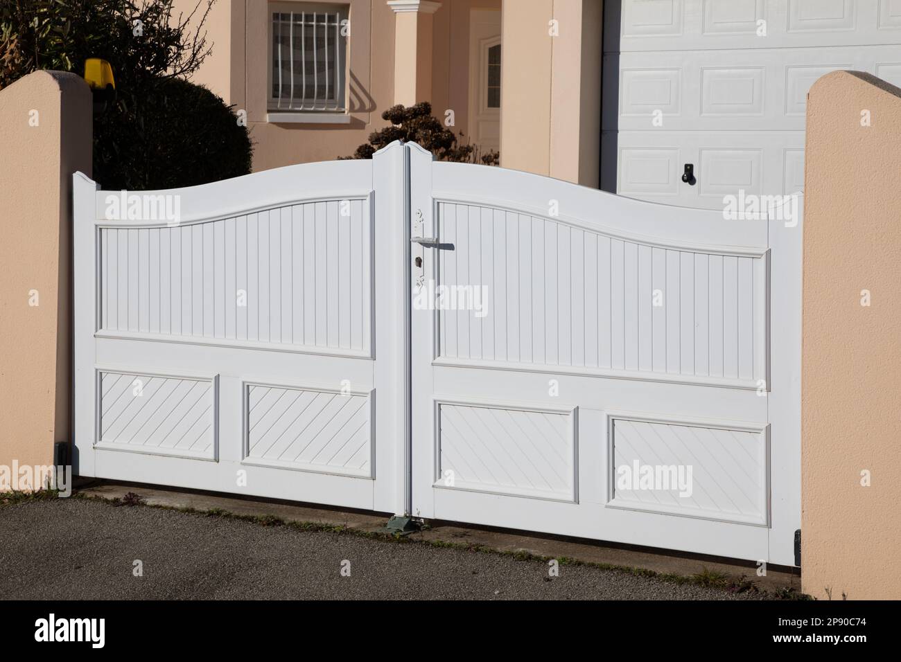 PVC double gates of modern house white home door plastic facade ...