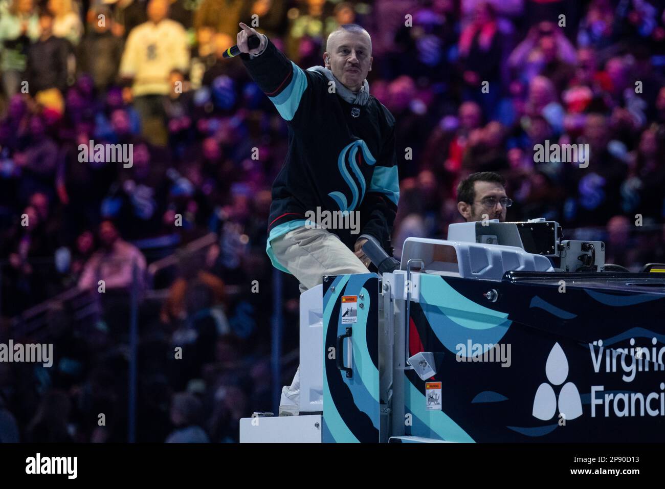 Recoring artist Macklemore performs during the first intermission of an ...