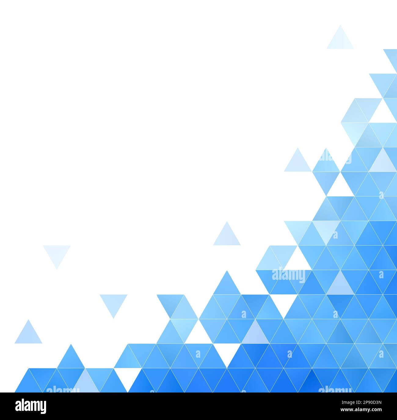 Abstract blue and light blue triangular shape pattern on white. High resolution full frame ...