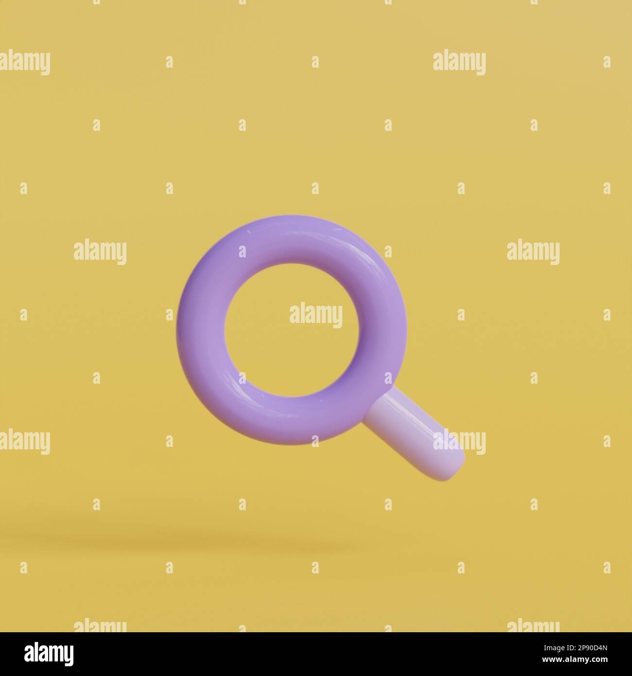 3D minimal purple search bar or magnifying glass in the blank search ...