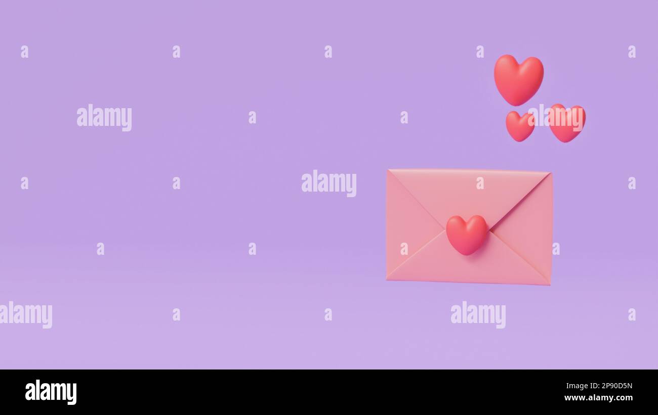 Happy Valentine's Day, Valentine's day letter with hearts flying away ...