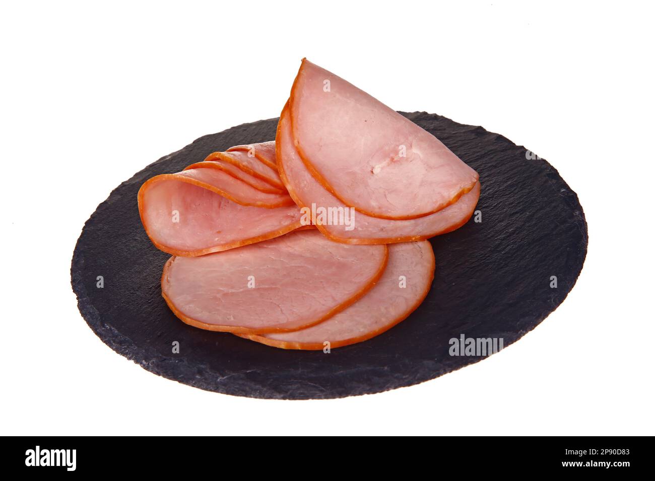 Pork ham slices of isolated on a white background, features Stock Photo ...