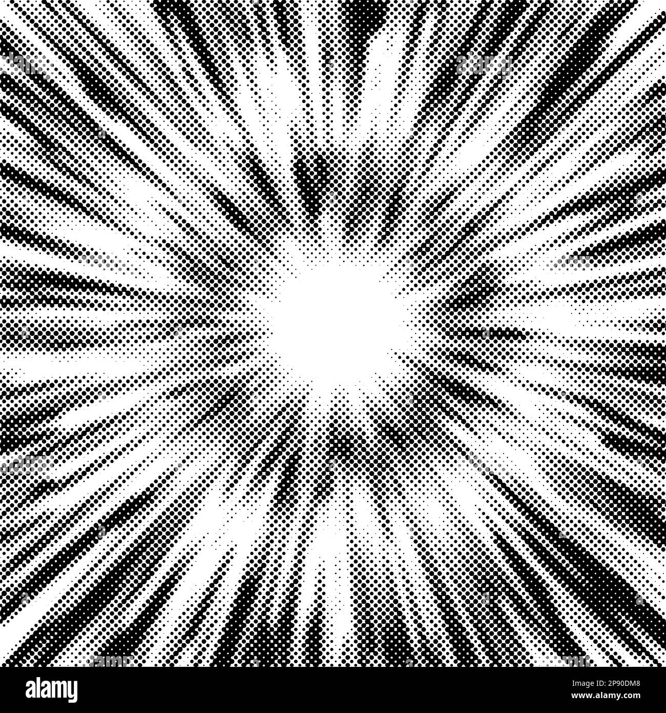 Radial halftone lines background. Comic manga dotted pattern. Cartoon zoom effect with sunrays ...
