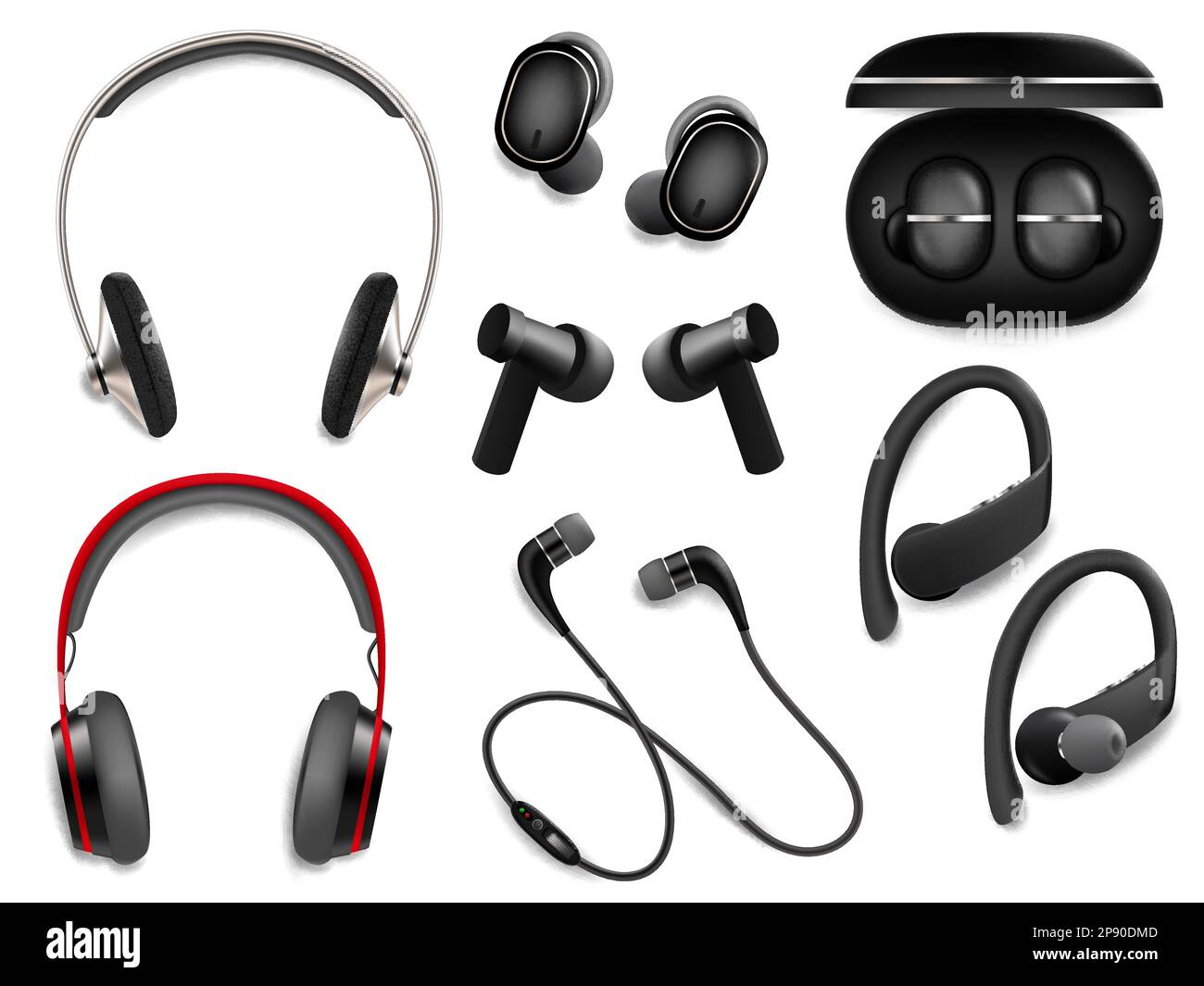 Realistic wireless headphones set, vector isolated illustration Stock ...