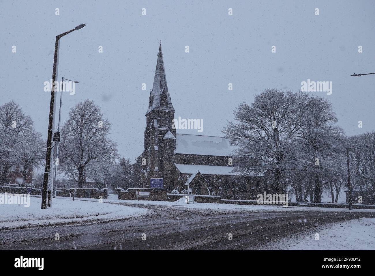 St Pauls Church is covered in snow, as heavy snow hits Barnsley as ...