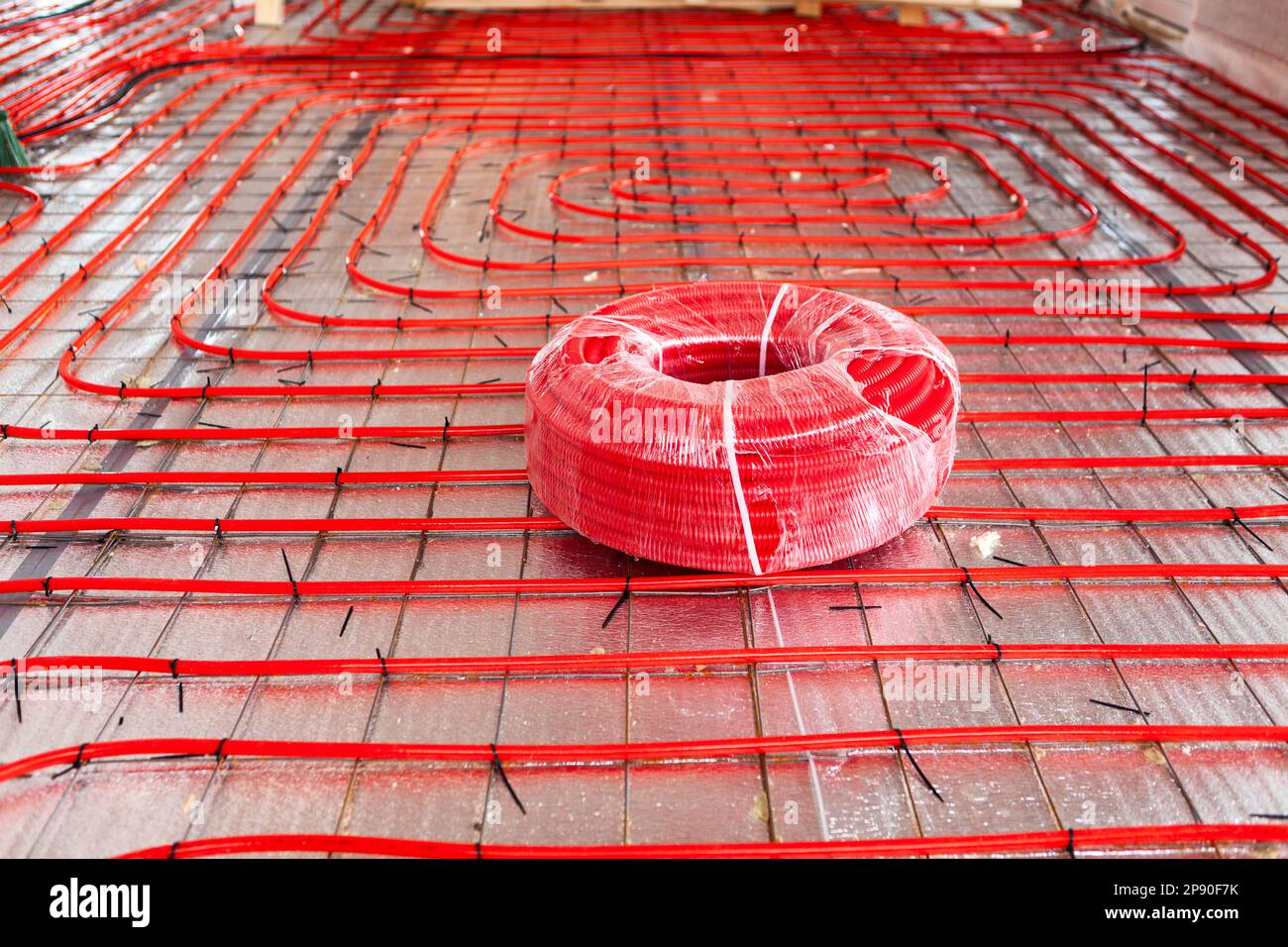 Laid pipes made of cross-linked polyethylene PEX for underfloor heating ...