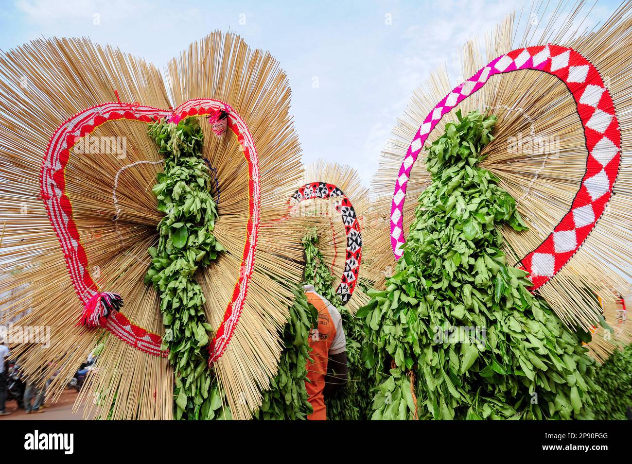 Leaf masks at Festima Festival in Dedougou, Burkina Faso Stock Photo ...