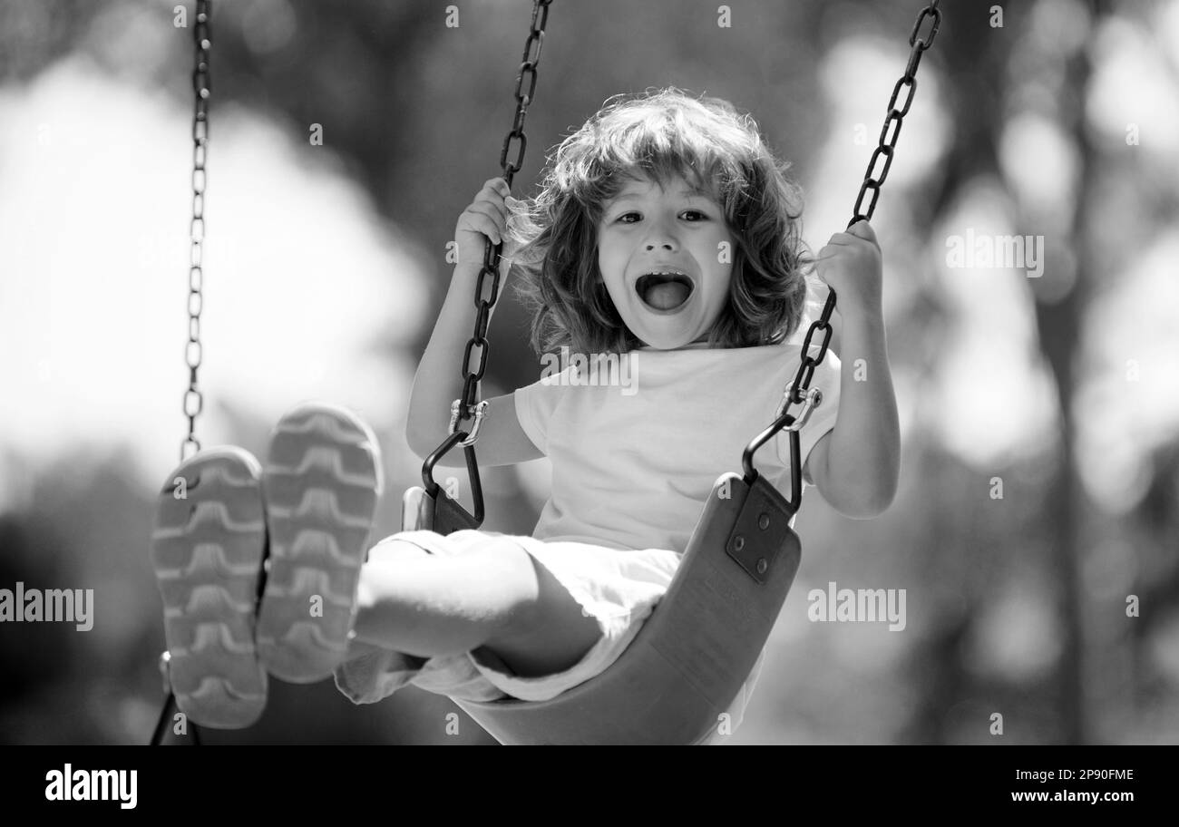Kids Swinging Black And White