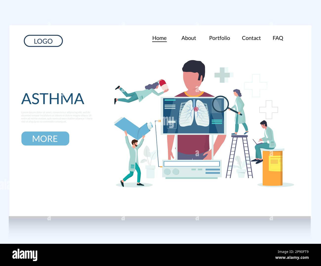 Asthma vector website landing page design template Stock Vector Image ...