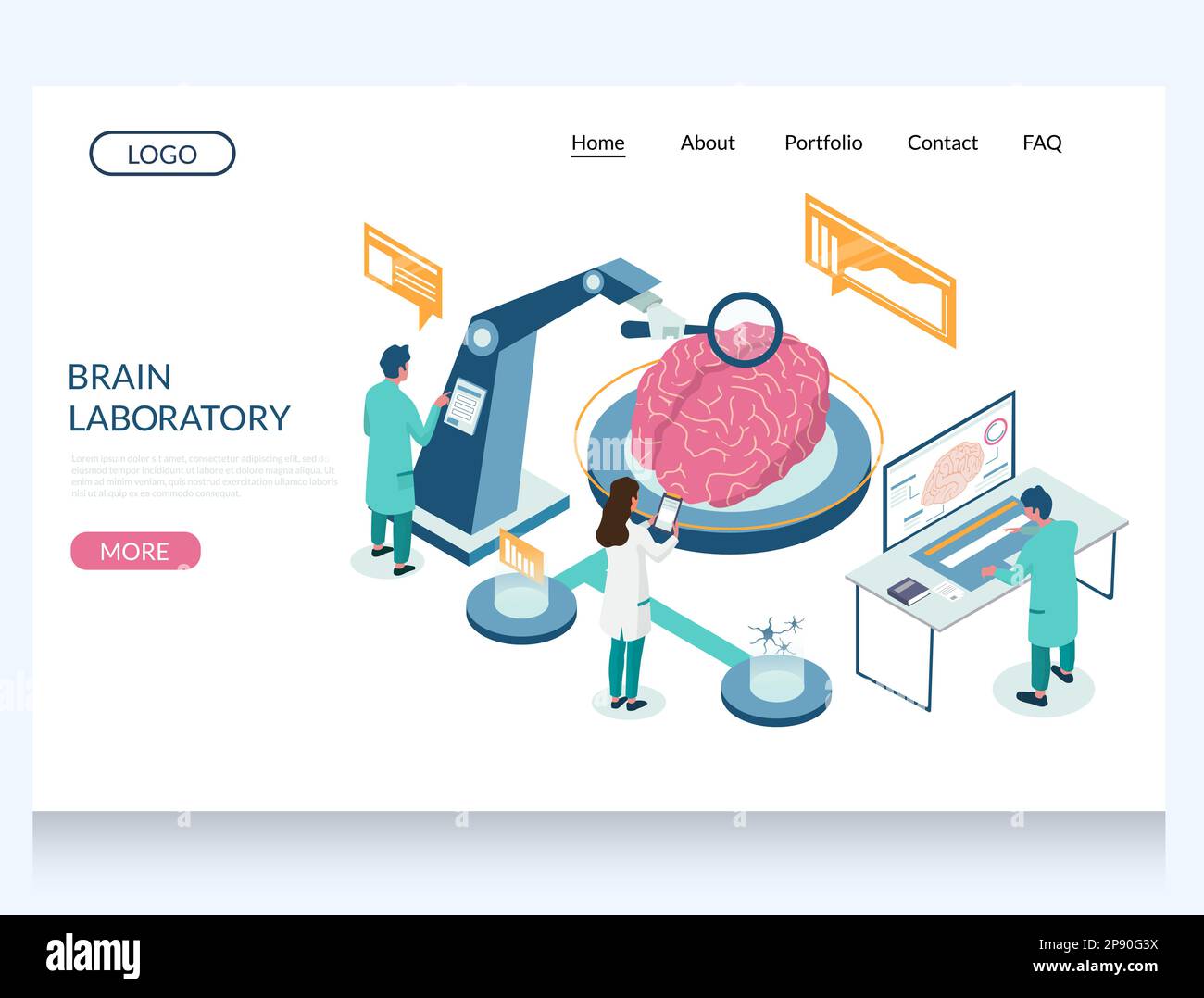 Brain laboratory vector website landing page design template Stock ...