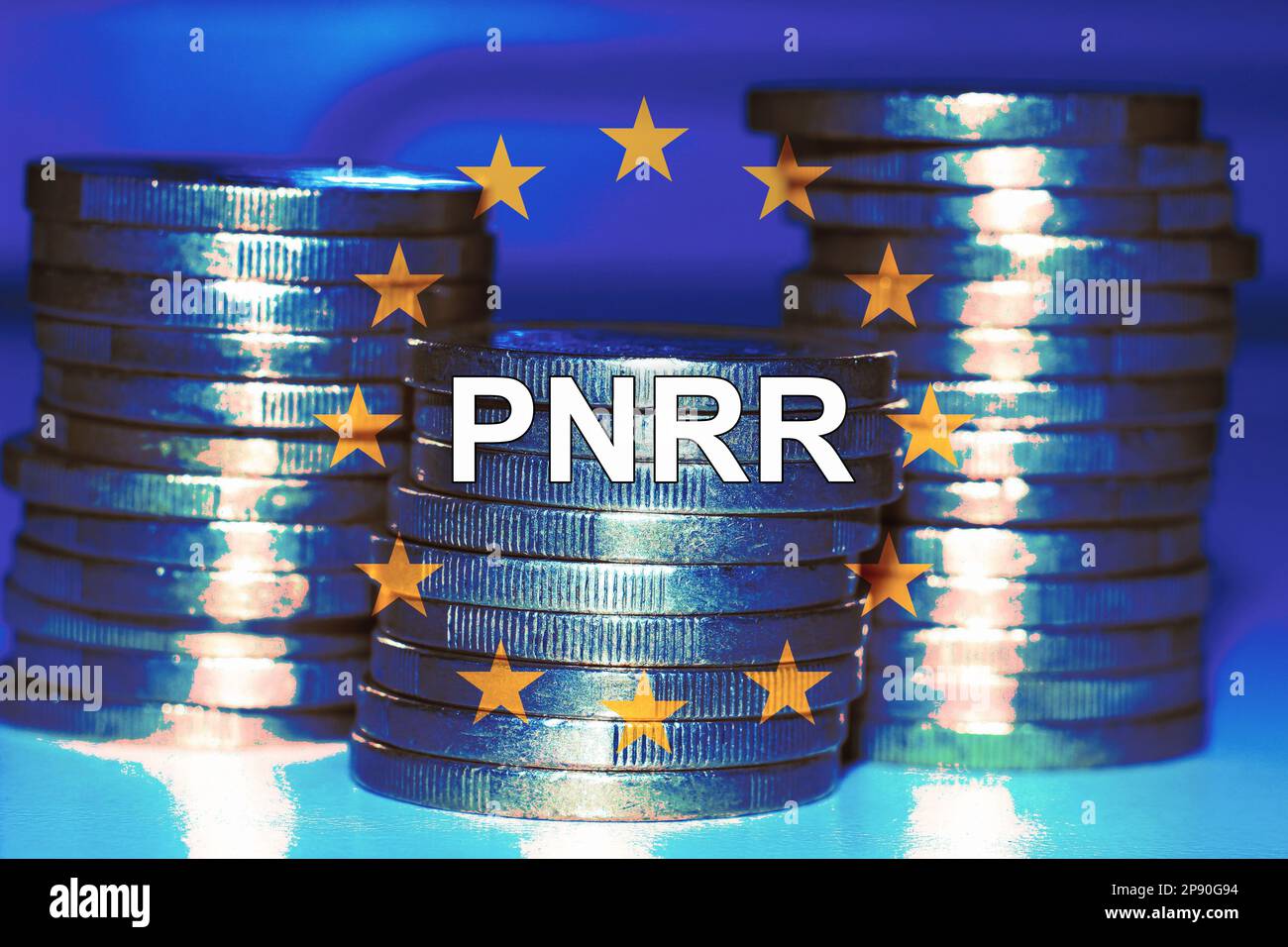 European banknotes with the sign "Pnnr" concept of financial help Stock ...