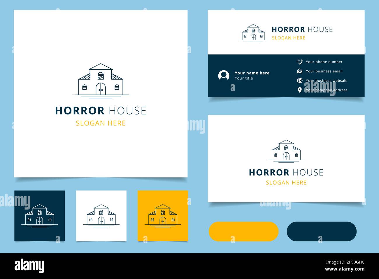 Horror house logo design with editable slogan. Branding book and ...