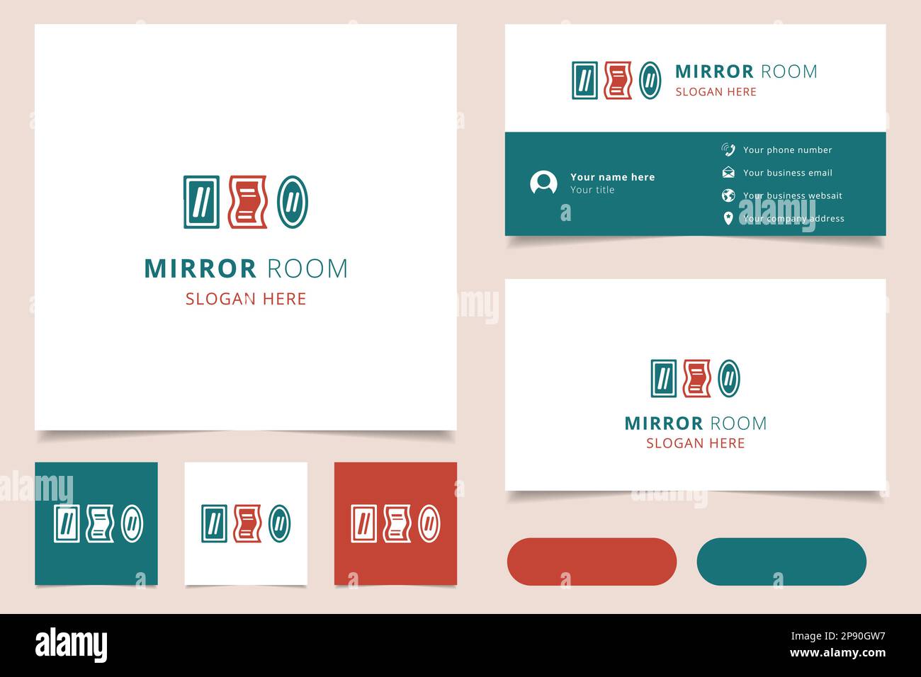 Mirror room logo design with editable slogan. Branding book and ...