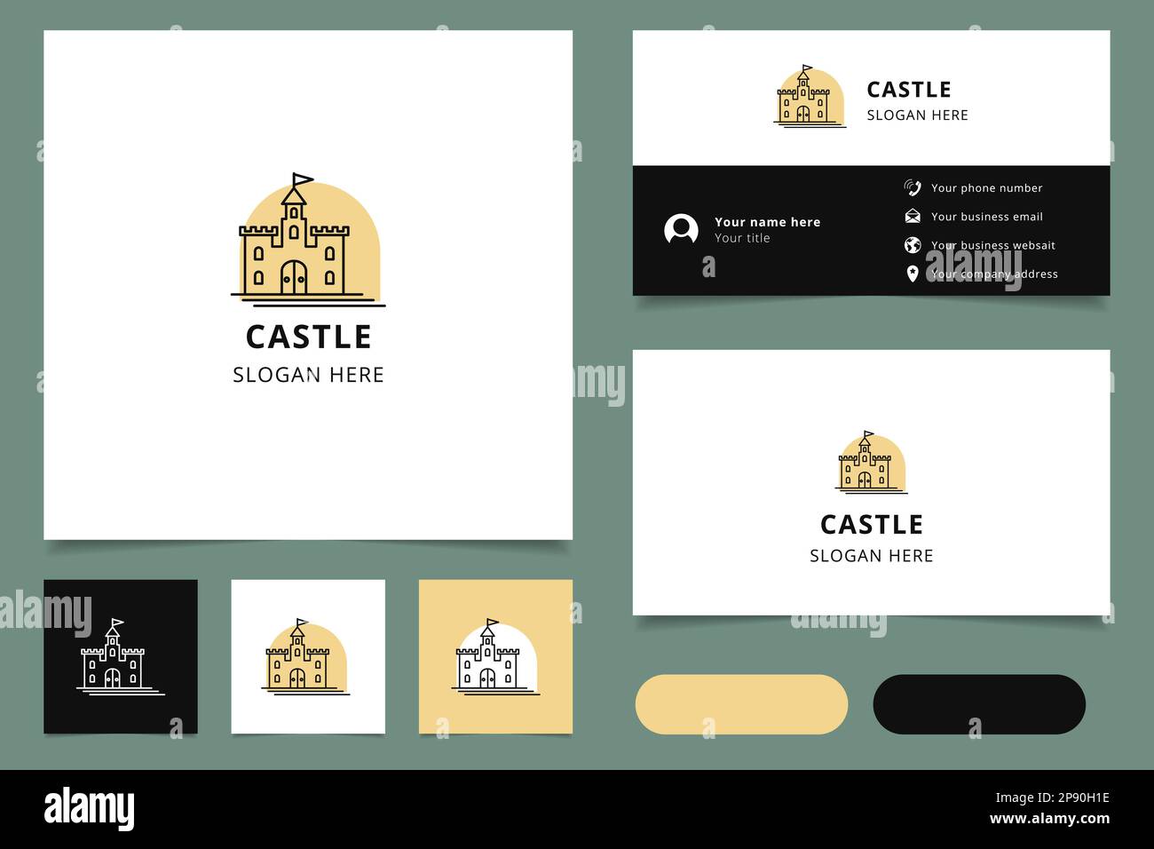 Castle logo design with editable slogan. Branding book and business ...