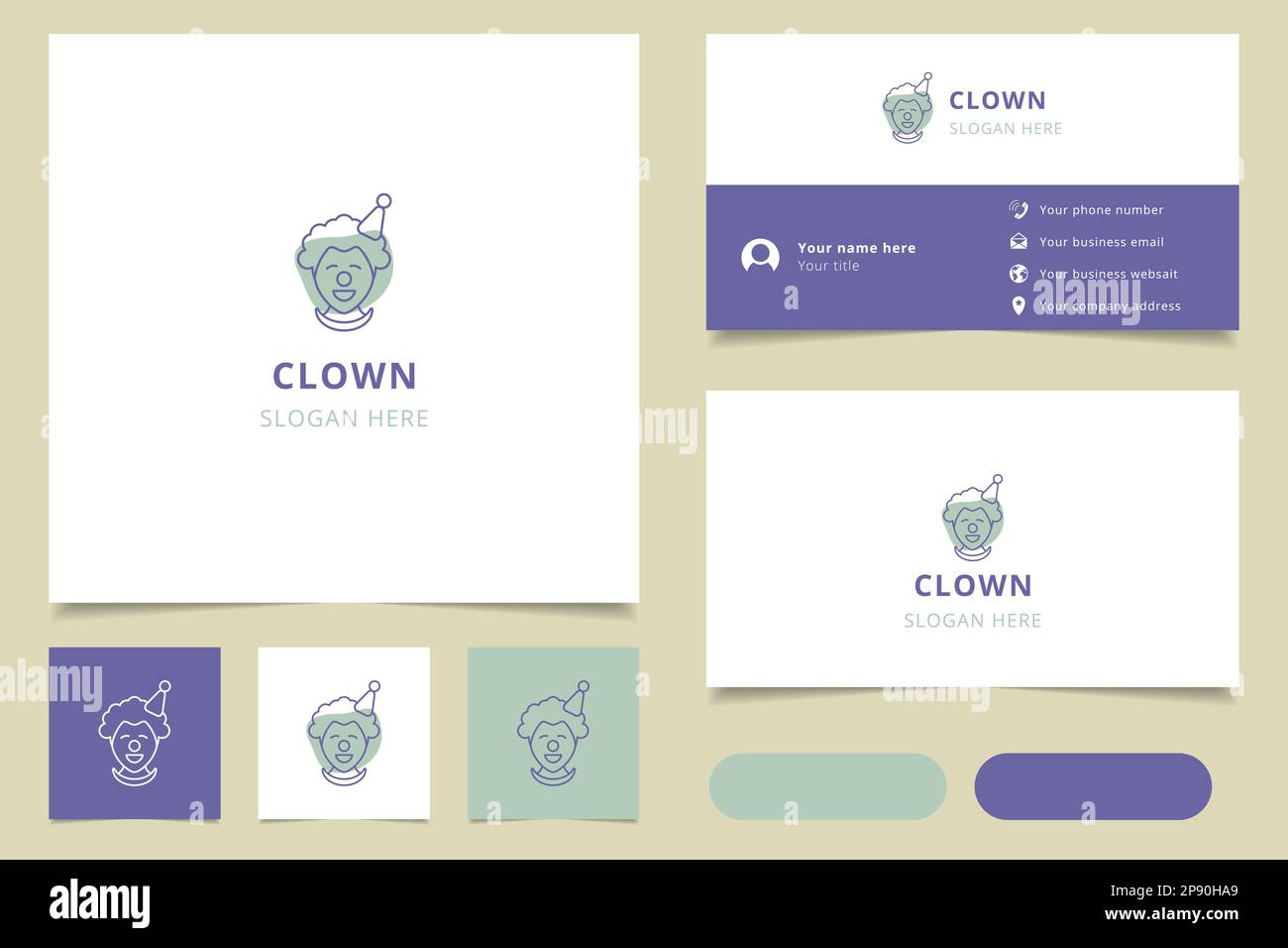 Clown logo design with editable slogan. Branding book and business card ...
