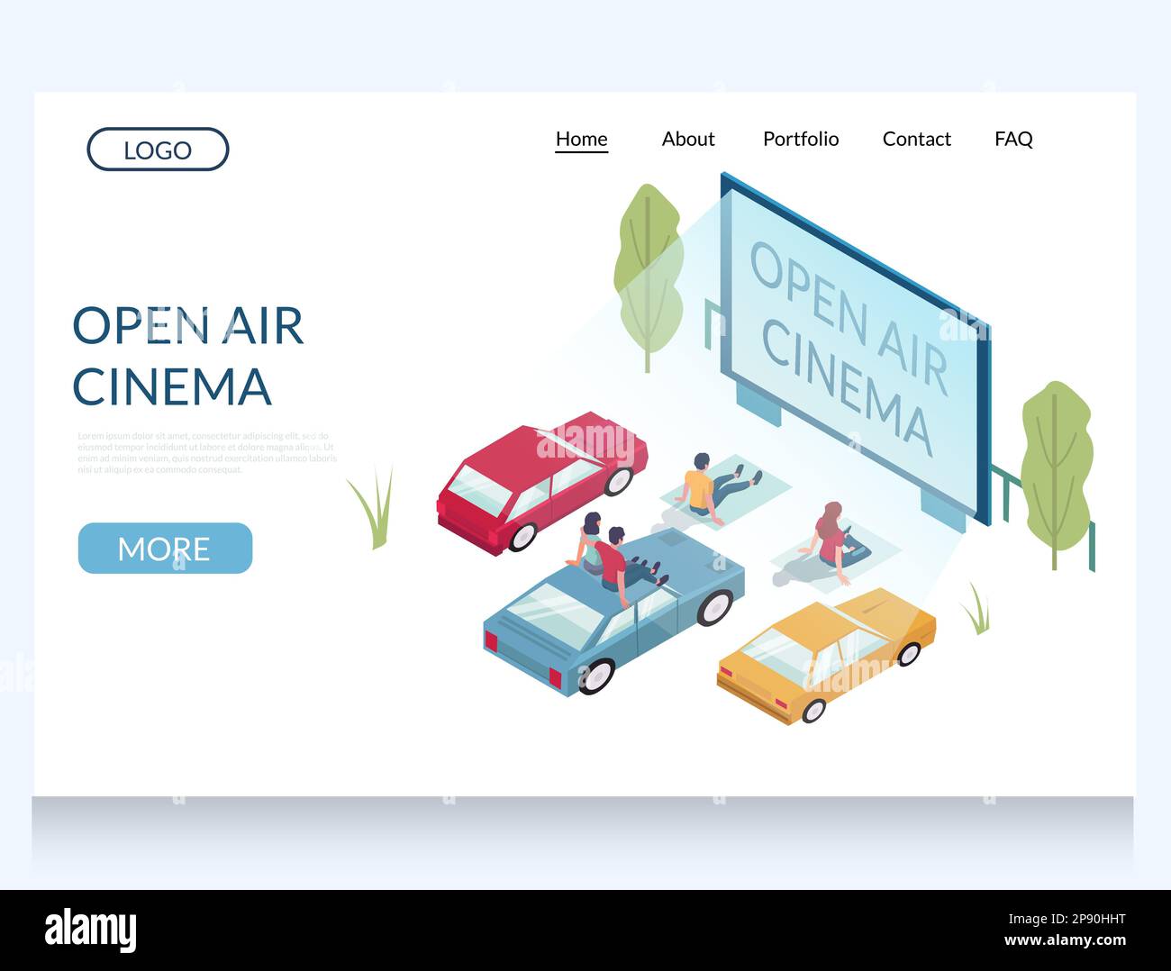 Open air cinema vector website landing page design template Stock ...