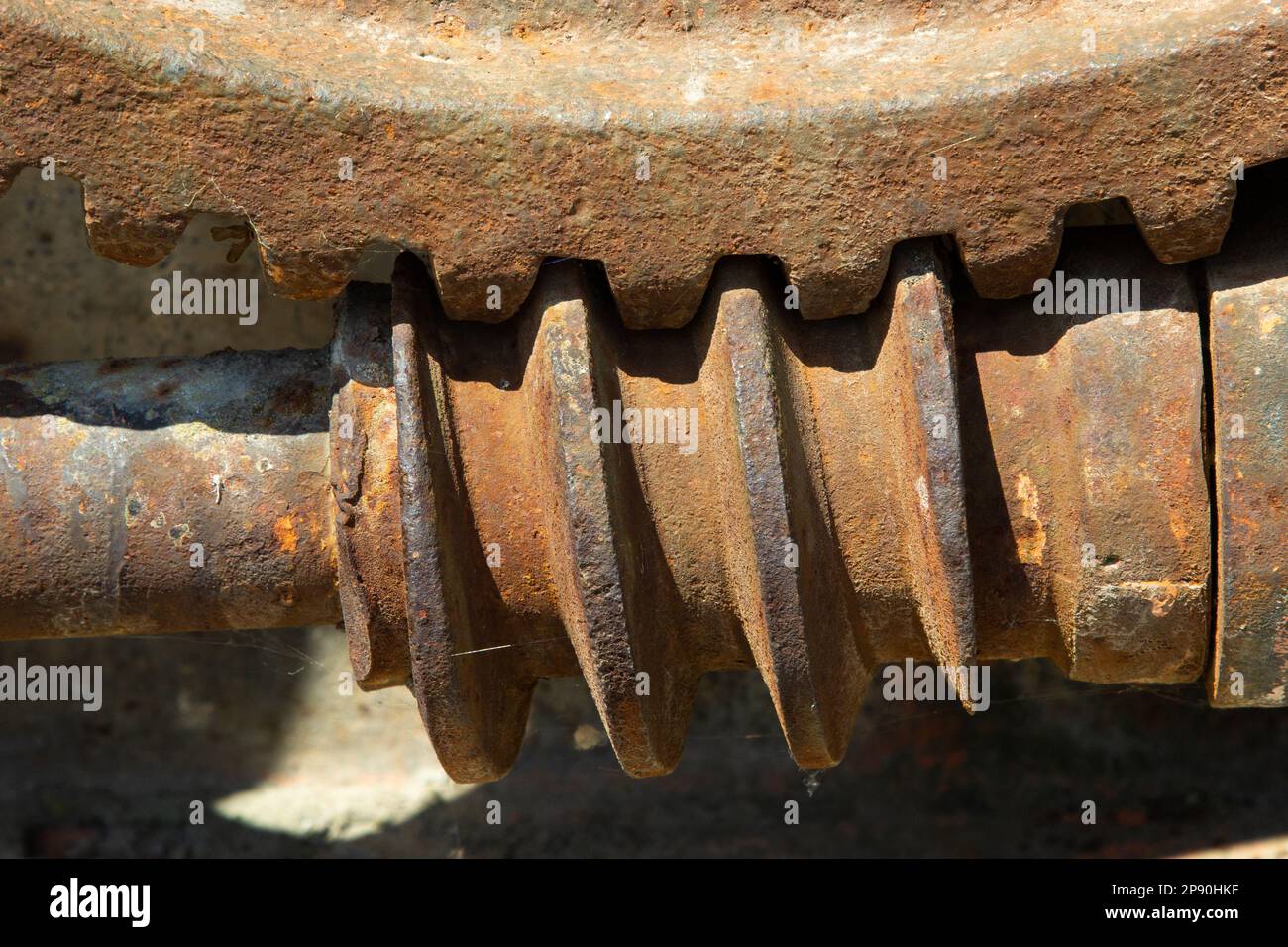 old mechanical metal gears mechanism on the abandoned dam Stock Photo ...