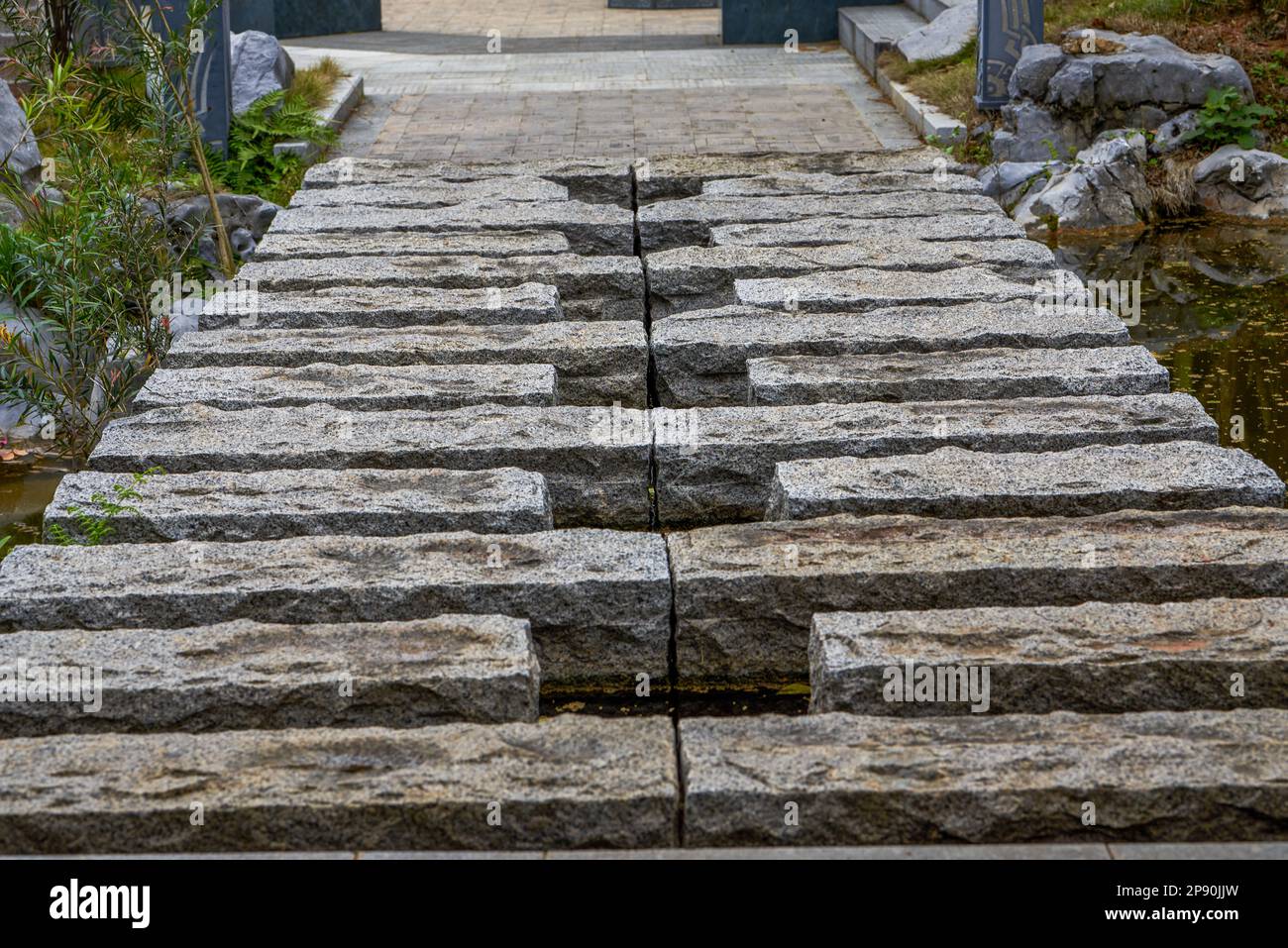 Stone path in Chinese garden Stock Photo - Alamy