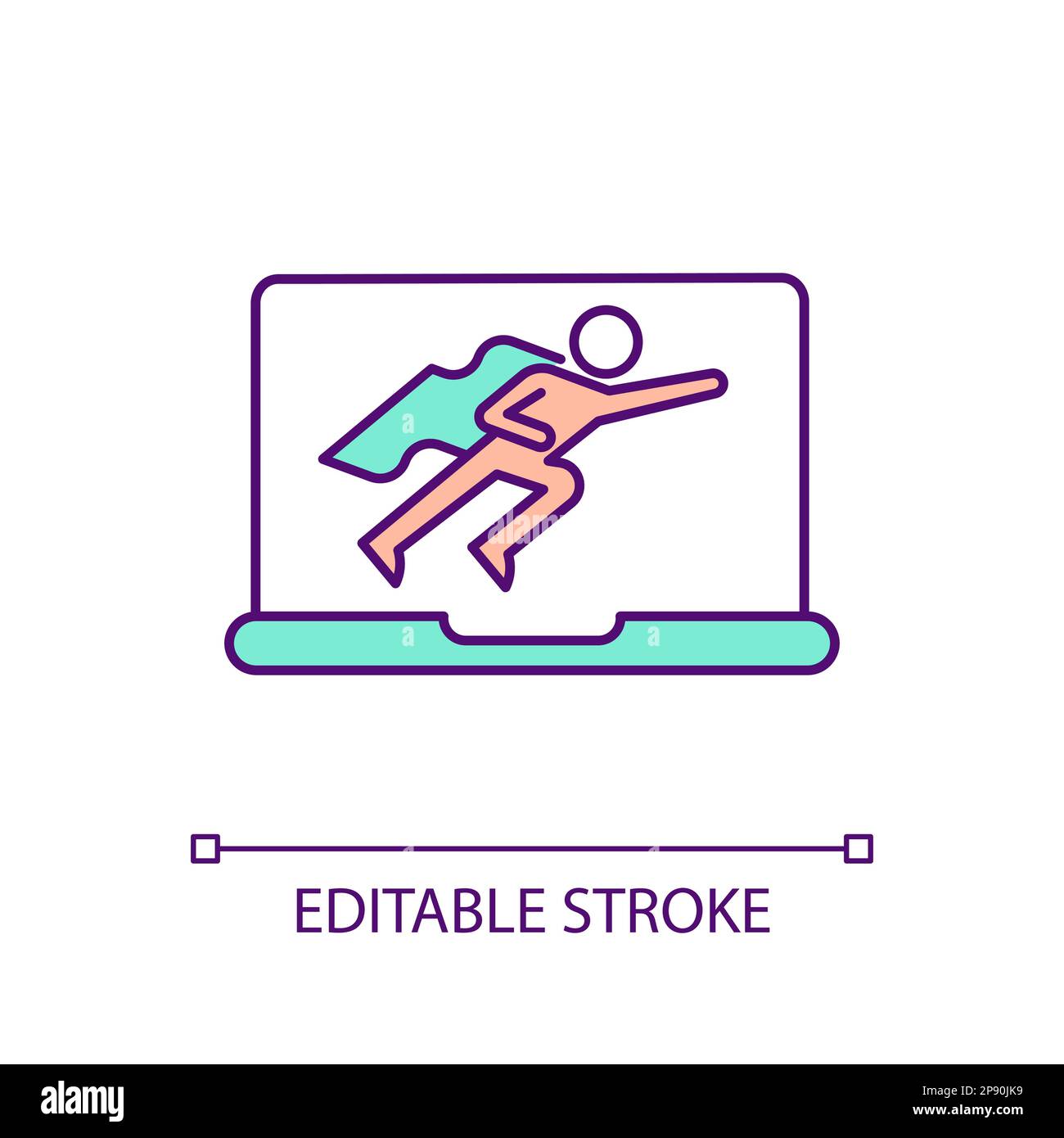 Superhero on computer screen RGB color icon Stock Vector Image & Art ...