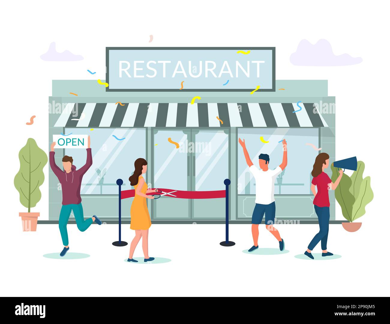Restaurant grand opening vector concept for web banner, website page ...
