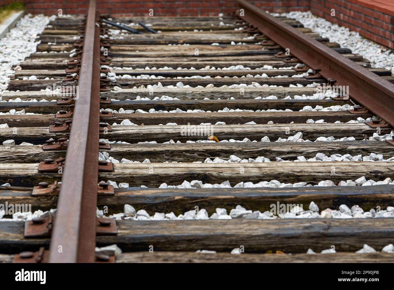 Close-up of a section of abandoned railway track Stock Photo - Alamy
