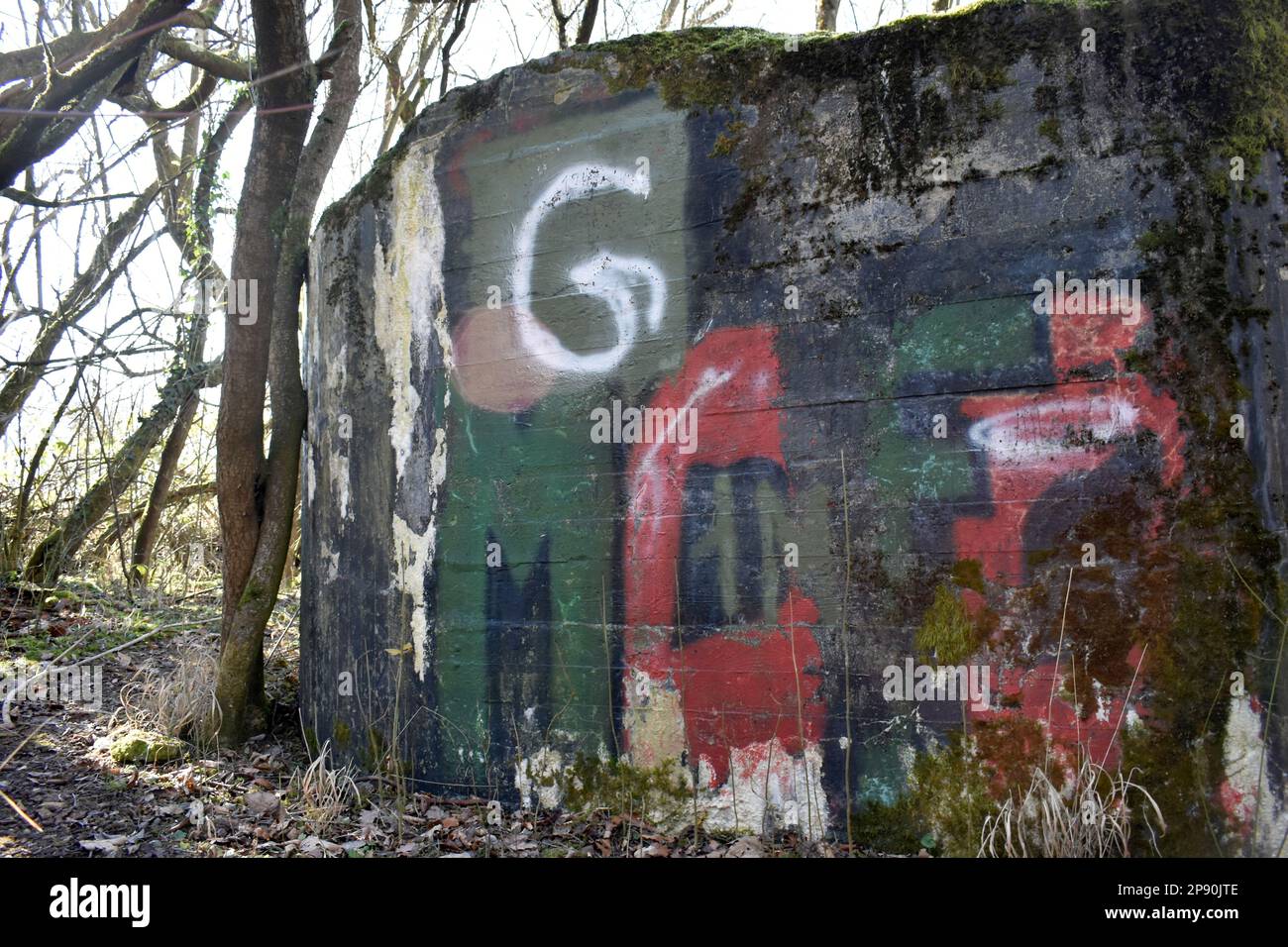 Eyewitnesses Wrecked Wehrmacht bunker Ruins of an old position in the ...