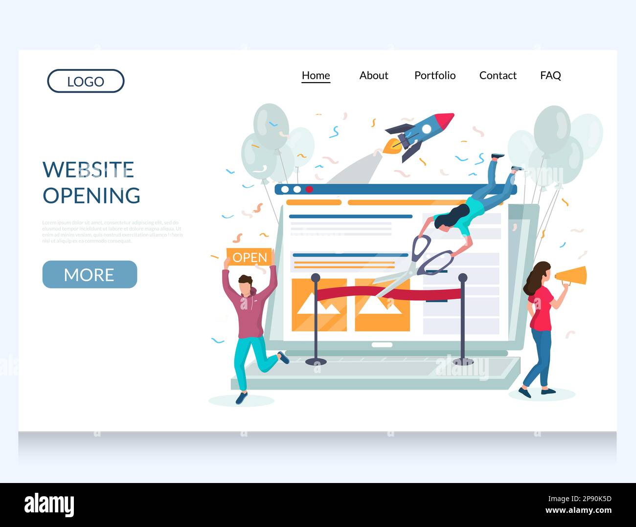Website opening vector web site landing page design template Stock ...
