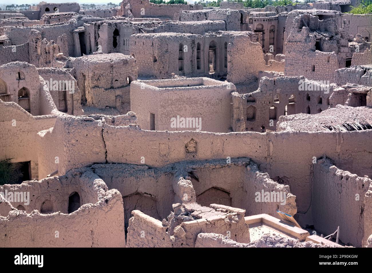 Ruined old walled village of Harat al Bilad, Manah, Oman Stock Photo ...