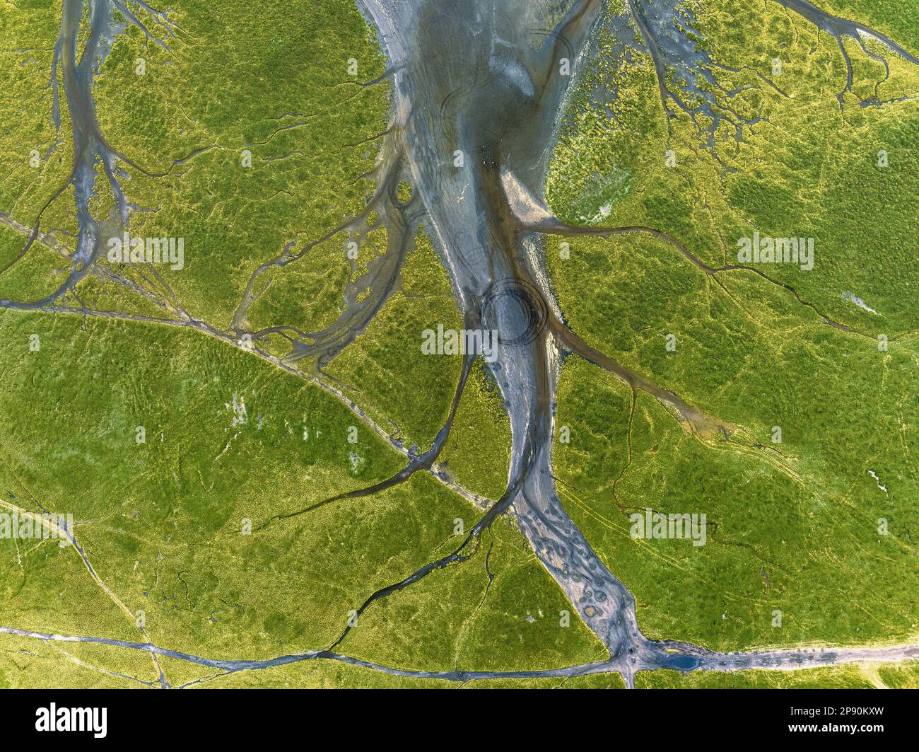An Aerial View Of A Winding River And The Surrounding Landscape A