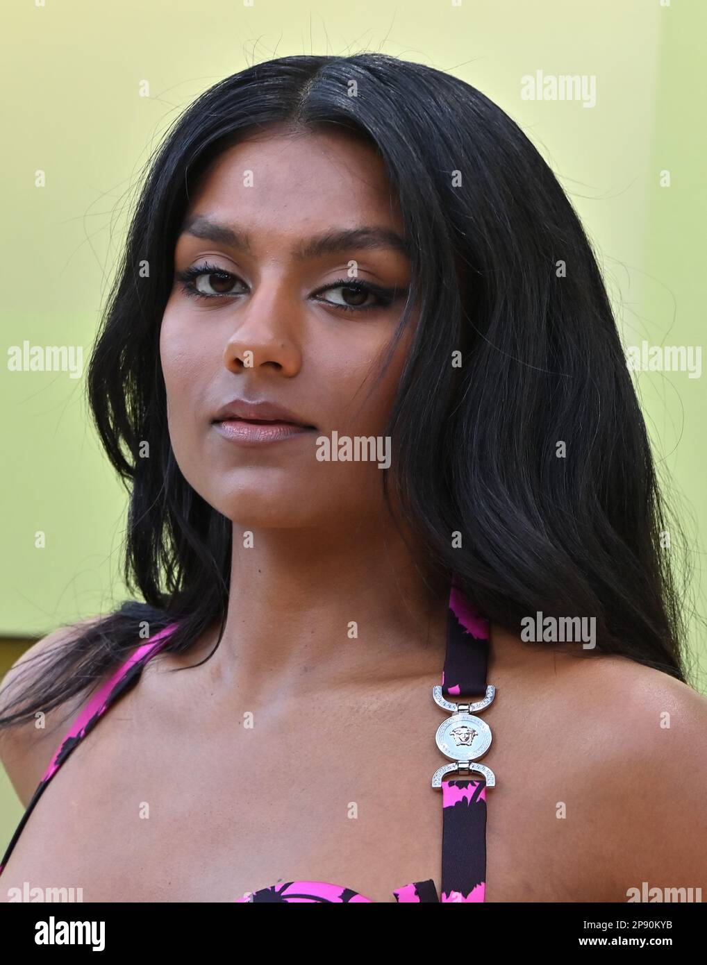 Simone Ashley arriving at the Versace FW23 Show held at the Pacific Design Center on March 9 ...