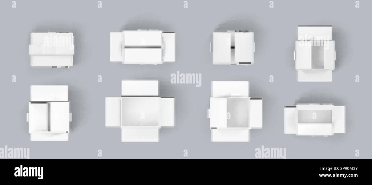 Realistic set of white cardboard boxes isolated on background. Vector ...