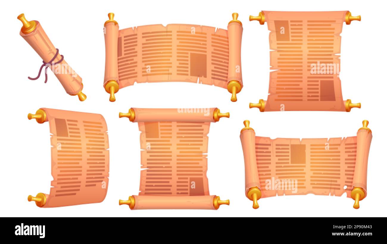 Ancient parchment torah scroll set cartoon vector illustration ...