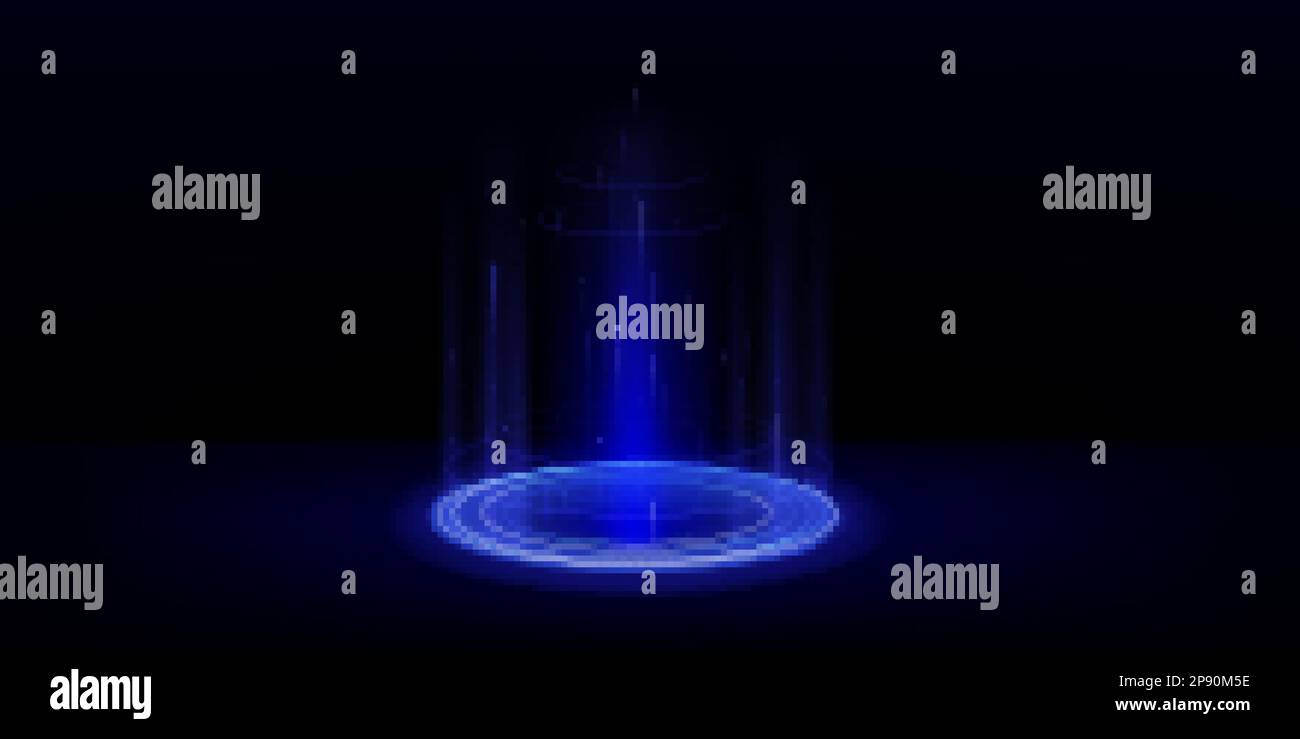 Futuristic circle portal glowing on black background. Vector realistic ...